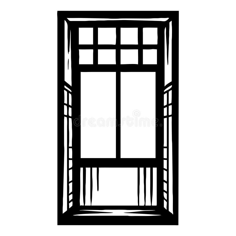 Stylized Black Outline Window Design for Home Decor and Art Projects ...