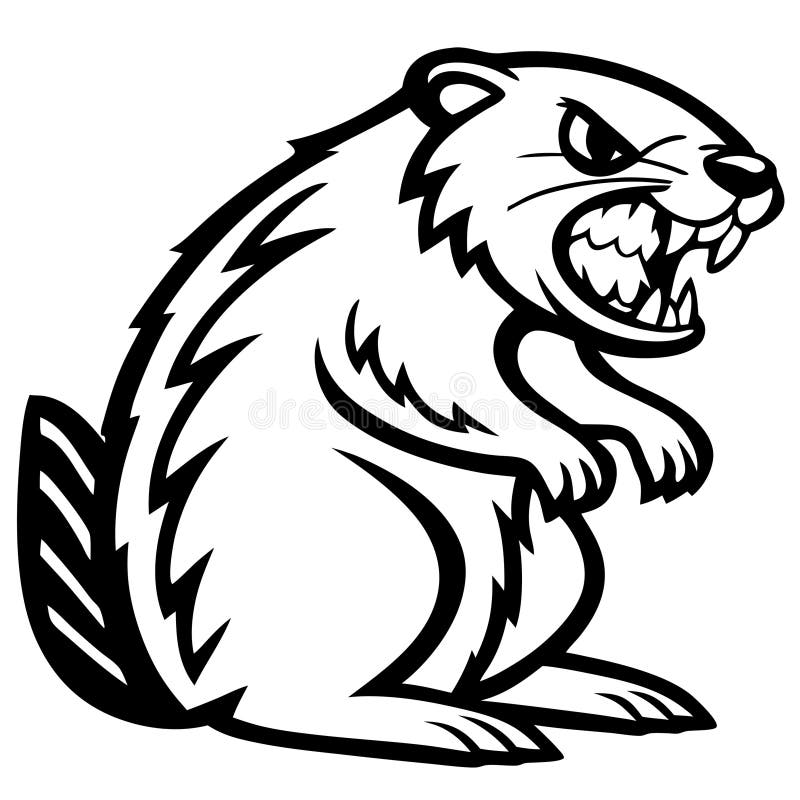 Angry Beaver Character Design for Tattoos and Illustrations Stock Image ...