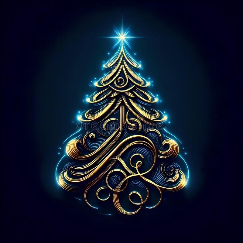 Elegant Swirls of Light: a Modern Christmas Tree Stock Illustration ...