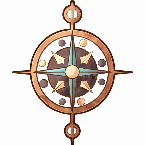 Stylized Compass Rose with Geometric Elements in Multi-Color Design for ...