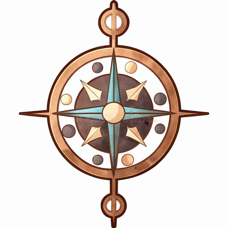 Stylized Compass Rose with Geometric Elements in Multi-Color Design for ...