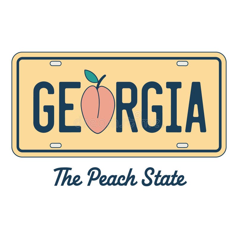 A Stylized Georgia License Plate with a Peach Symbol Stock Vector ...