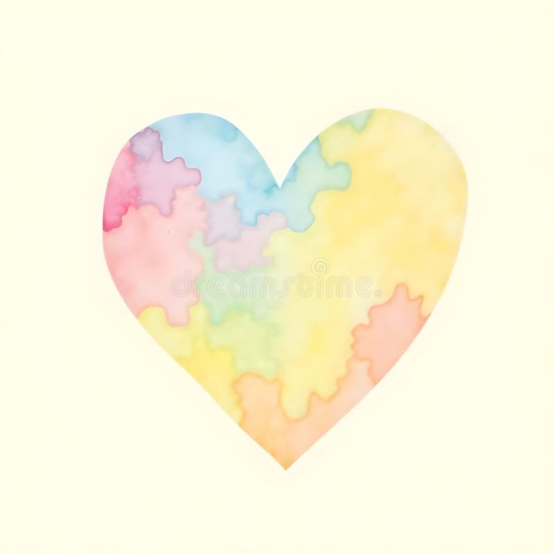 A Pastel Gradient Heart on a Light Cream Background. Soft Watercolor ...