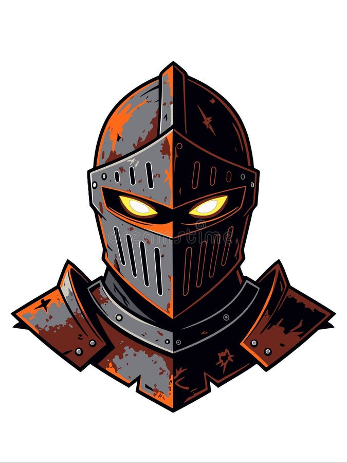 Rusty Medieval Knight Helmet Head Esport Mascot Logo Stock Vector ...
