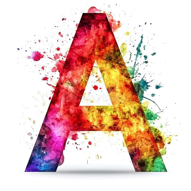 Vibrant Watercolor Letter a with Colorful Splashes Artistic Alphabet ...