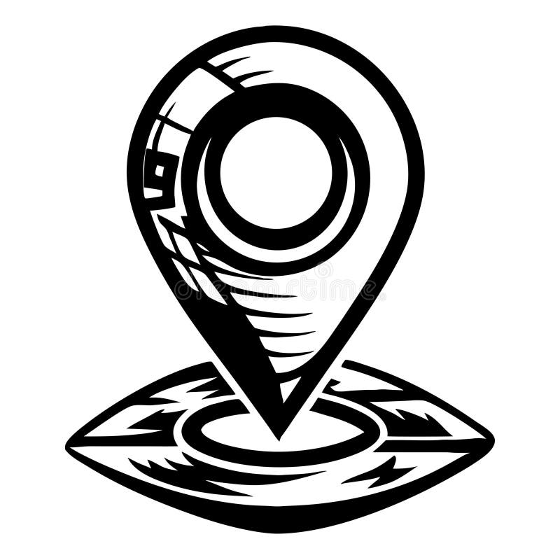 Stylized Map Pointer with Base for Navigation and Location Design Stock ...