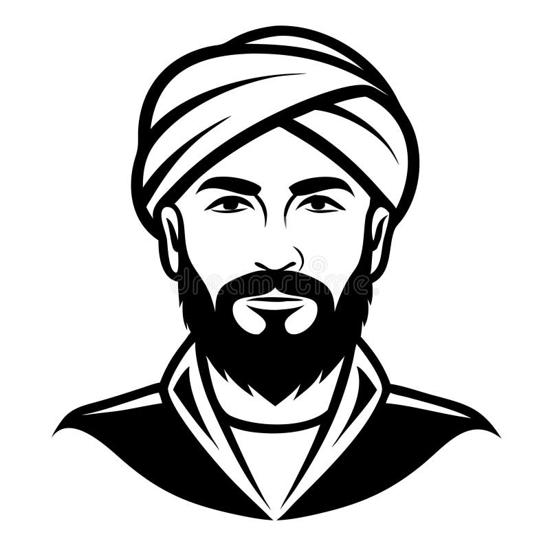 Stylized Portrait of an Eastern Man with Turban and Beard Foric Artwork ...