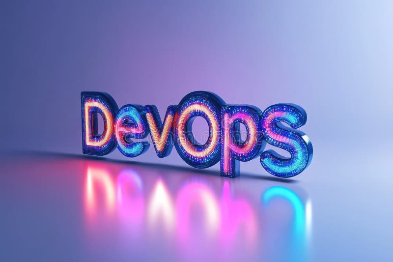 DevOps Concept with Vibrant Infinity Loop Symbol and Illuminated Text ...