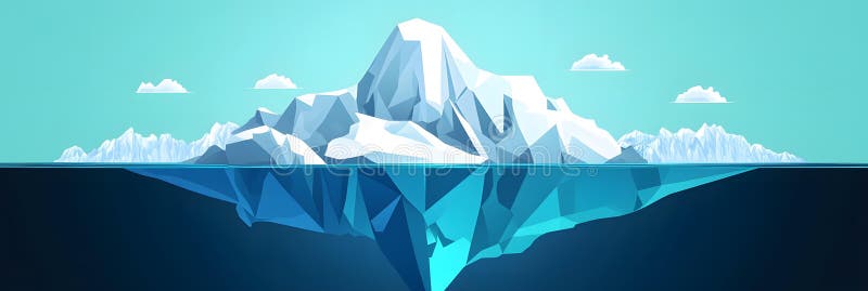 Stylized Mountain Range with Iceberg Stock Illustration - Illustration ...