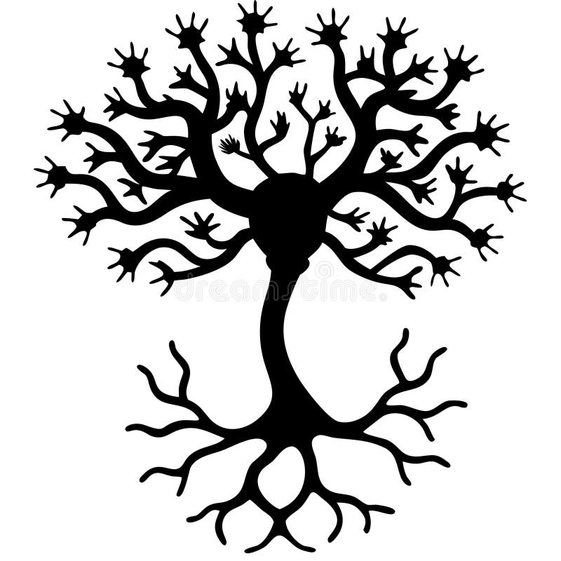 Stylized Neuron Tree Silhouette for Science Illustration and Tattoo Art ...
