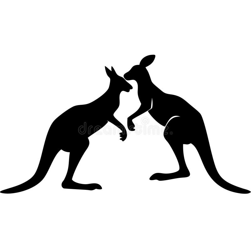 Kangaroo Silhouette Illustration Boxing Pose Vector Art for Tattoo or ...