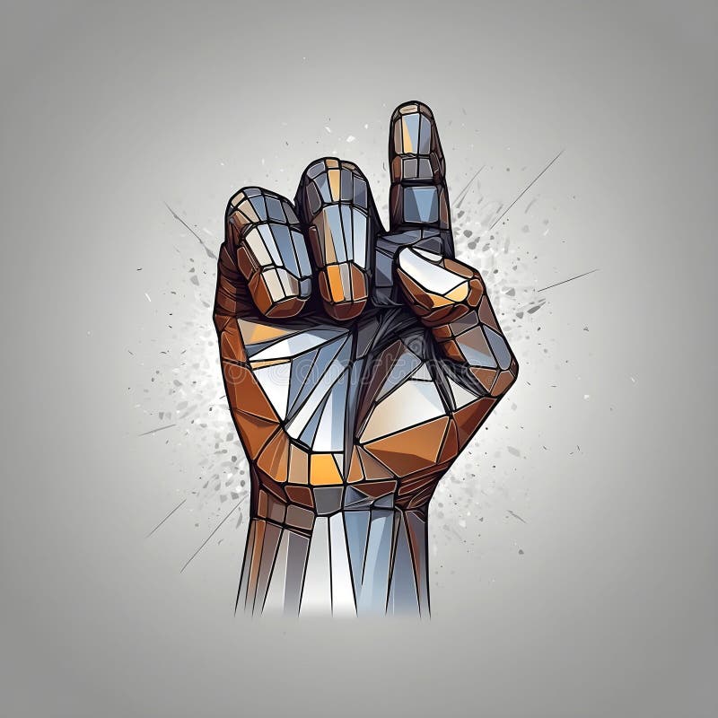 A Stylized, Geometric Hand with the Index Finger Raised, Symbolizing ...