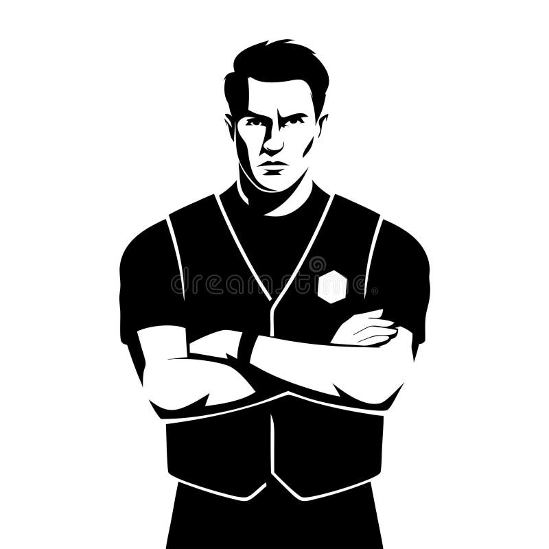 Security Guard Vector Illustration Arms Crossed Serious Expression ...