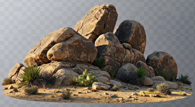 Isolated Composition of Substantial Desert Stone Structures Featuring ...