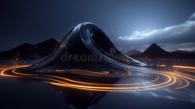 This Image Features a Surreal,dark Landscape with a Swirling,vortex ...