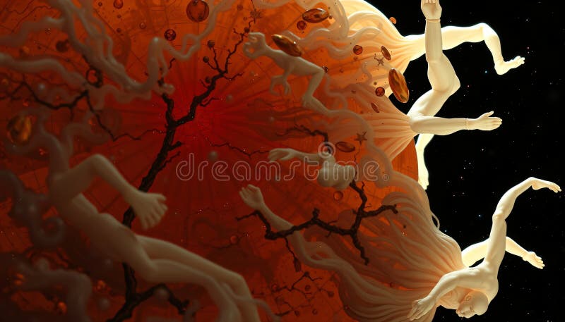 Floating Figures in Cosmic Dance Stock Photo - Image of glow, dark ...
