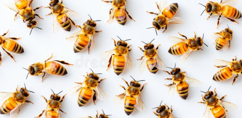 The Image Features a Swarm of Bees Moving Together, Set Against a Plain ...