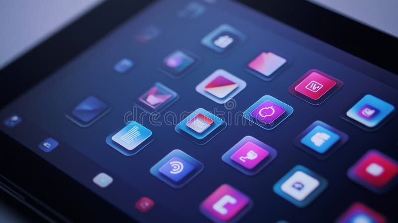 A Close-up of a Tablet Showcasing Vibrant App Icons. the Sleek Design ...