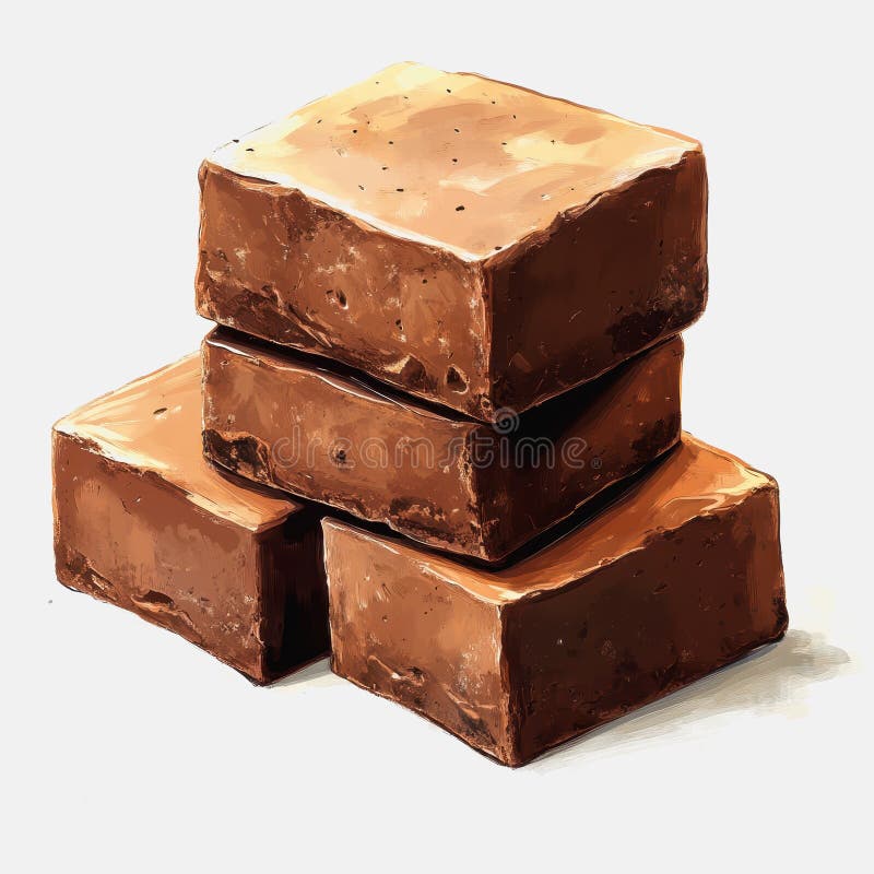 Stack of Chocolate Fudge on White Background Stock Image - Image of ...
