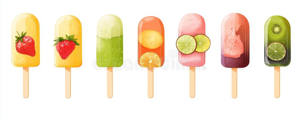 The Image Features Ten Popsicles in Colorful Pixel Art Form on a White ...