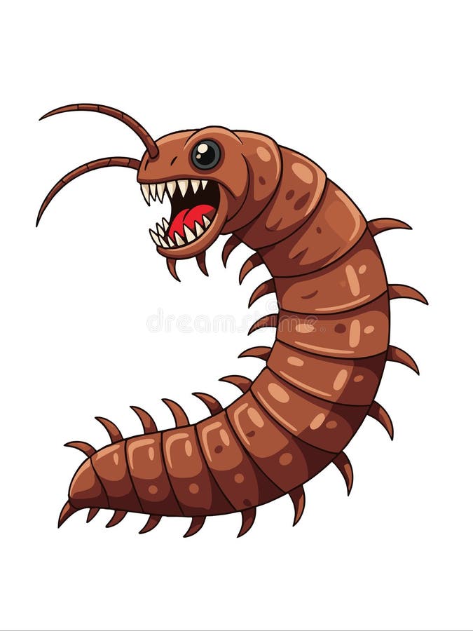 Terrifying Giant Centipede Monster Creature with Sharp Teeth Stock ...