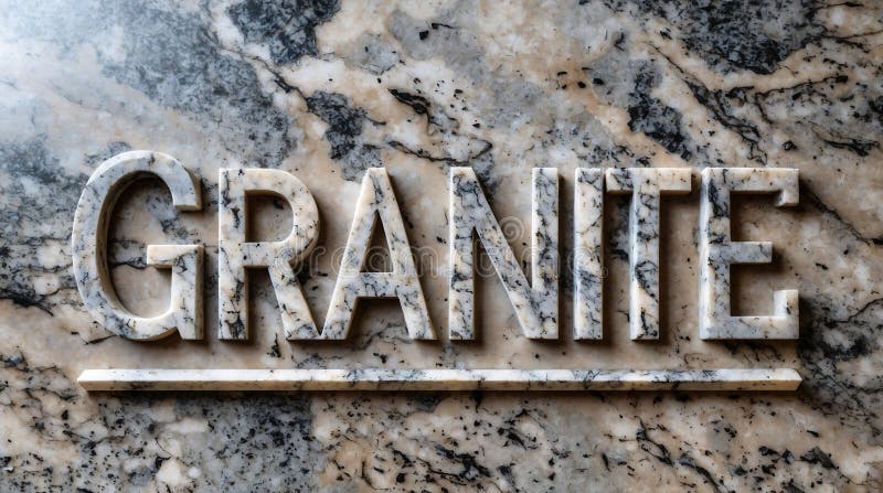 Granite Surface with Embossed Lettering Showcasing the Word Granite in ...