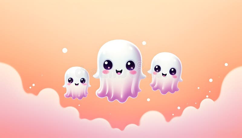 Adorable Trio of Ghosts with Playful Expressions on a Light Backdrop ...