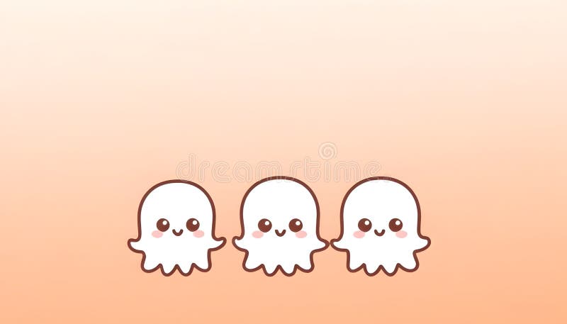 Floating Trio of Cute Ghosts with Funny Faces on a Pastel Canvas Stock ...
