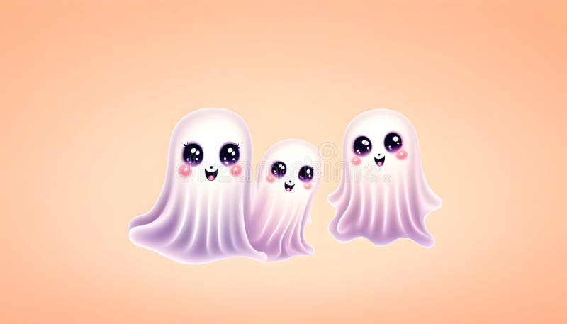 Adorable Floating Ghosts with Funny Faces on a Pastel Backdrop Stock ...