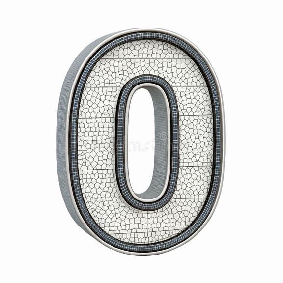 Three Dimensional Decorative Number Zero with Mosaic Texture on ...