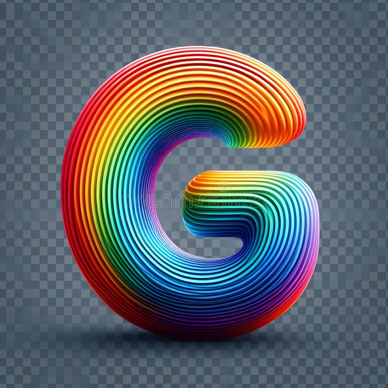 Vibrant Spectrum of Colors Forming a 3D Letter G on Transparent ...