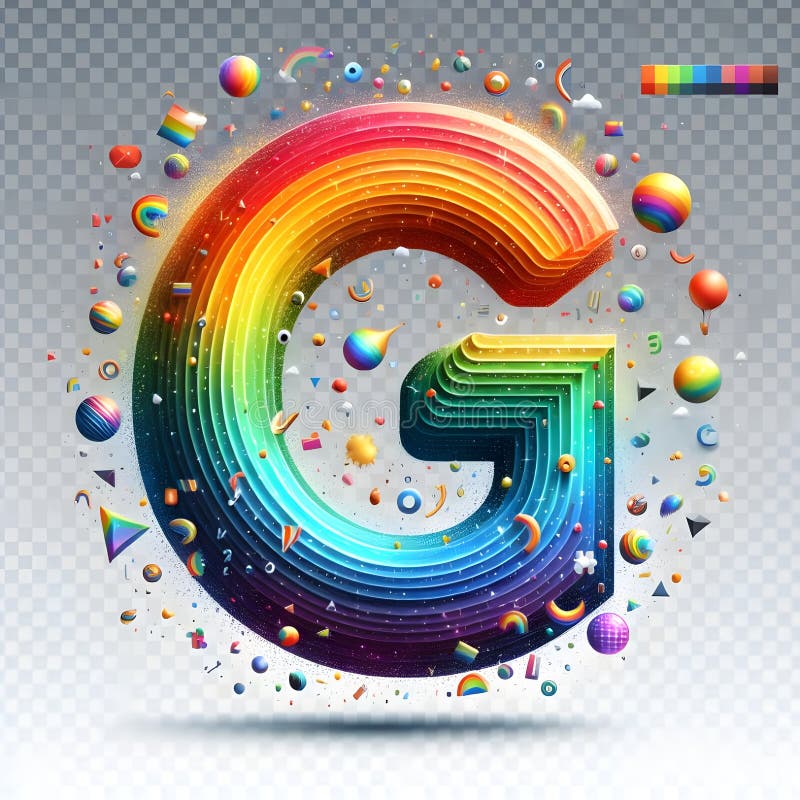 Vibrant Spectrum of Colors Forming a 3D Letter G on Transparent ...