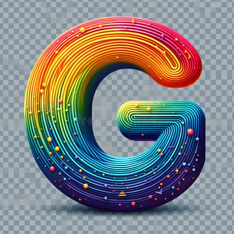 Vibrant Spectrum of Colors Forming a 3D Letter G on Transparent ...