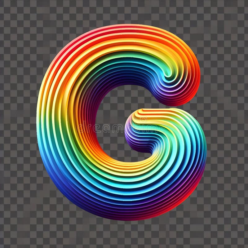 Vibrant Spectrum of Colors Forming a 3D Letter G on Transparent ...