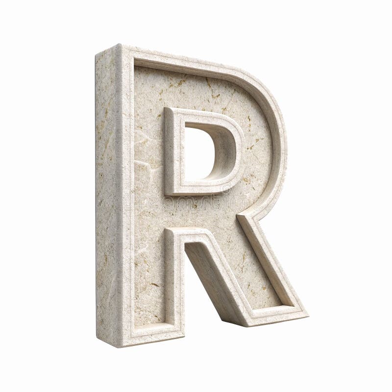 Three Dimensional Stone Letter R with Textured Surface for Creative ...