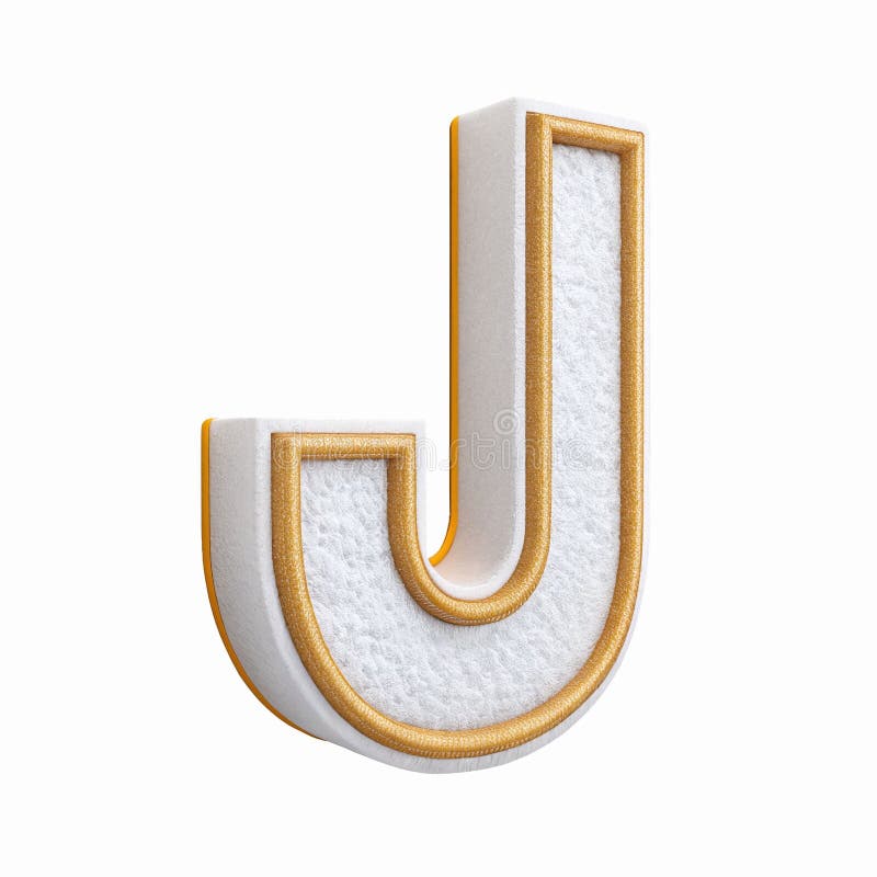 Three Dimensional Textured Letter J with Elegant Gold Outline on ...