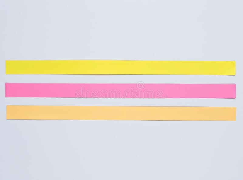 Three Horizontal Strips of Brightly Colored Paper on White. Ai ...