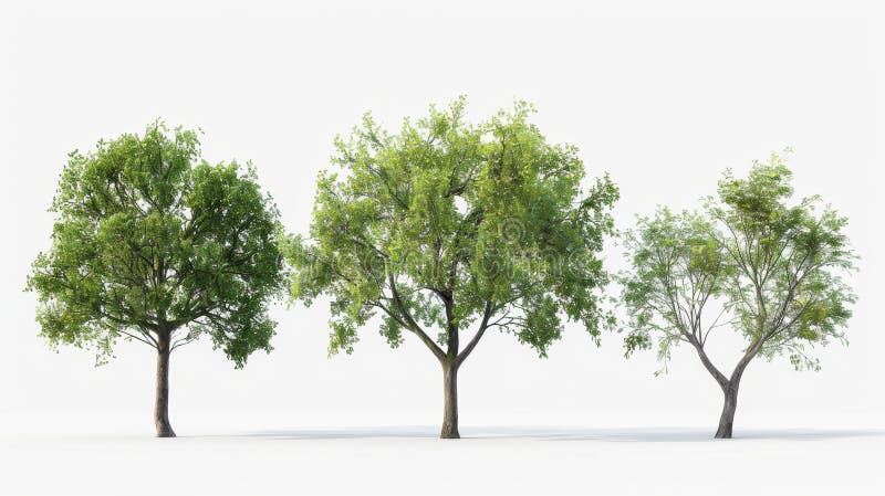Three Different Trees Isolated on White Background, Generative AI Stock ...