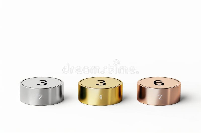 Three Metallic Weights Displaying Numbers Three and Six. they Vary in ...