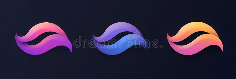 Stylized Logos with Wave-like Designs Stock Illustration - Illustration ...