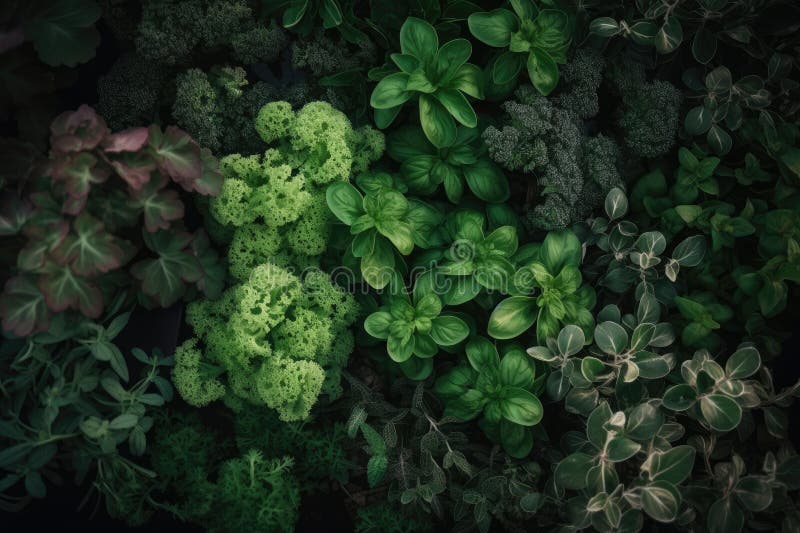 Image Features a Top-down View of Young Green Plants, with Fresh Shoots ...