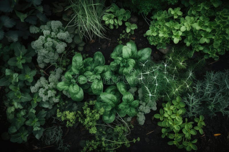 Image Features a Top-down View of Young Green Plants, with Fresh Shoots ...