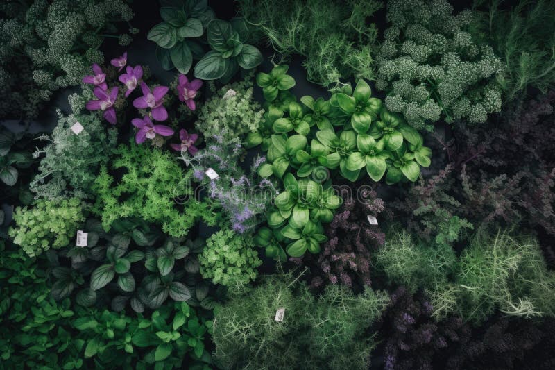Image Features a Top-down View of Young Green Plants, with Fresh Shoots ...