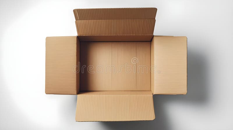 Open Cardboard Box Top View on White Background Stock Illustration ...