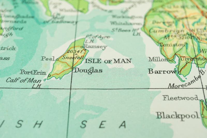 This Image Features a Topographical Map of the Isle of Man, Showing ...