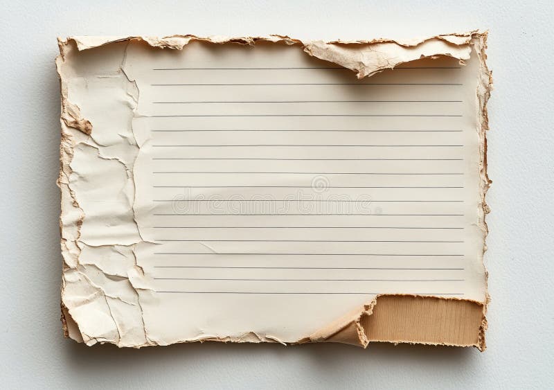 The Image Features a Torn Lined Paper Piece that Has Been Taped and Set ...