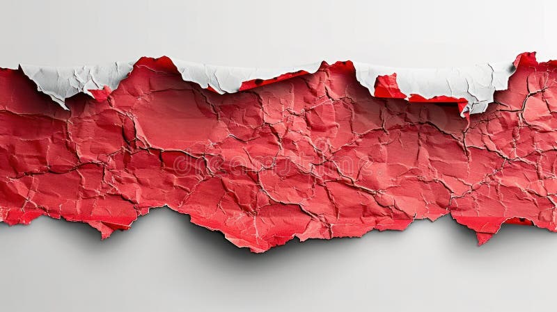 Torn Red Paper Strip Isolated on White Background for Creative Design ...