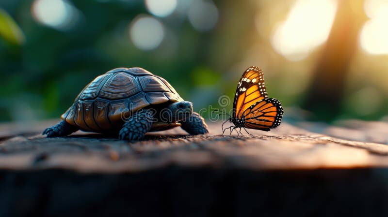 Tortoise Butterfly Share Moment Tranquility Stock Photos - Free ...