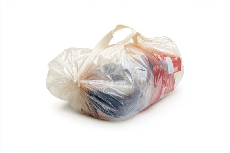 A Clear Plastic Bag Filled with Colorful Clothes. the Bag is Slightly ...