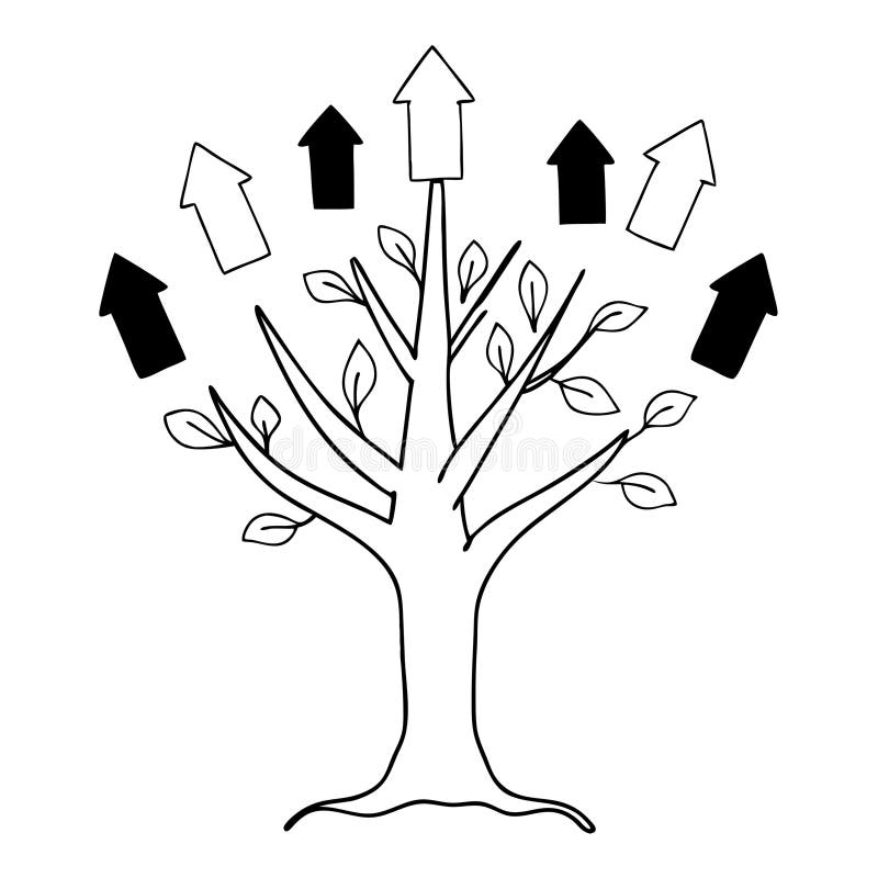Growth Concept with Tree and Upward Arrows Symbolizing Progress Stock ...